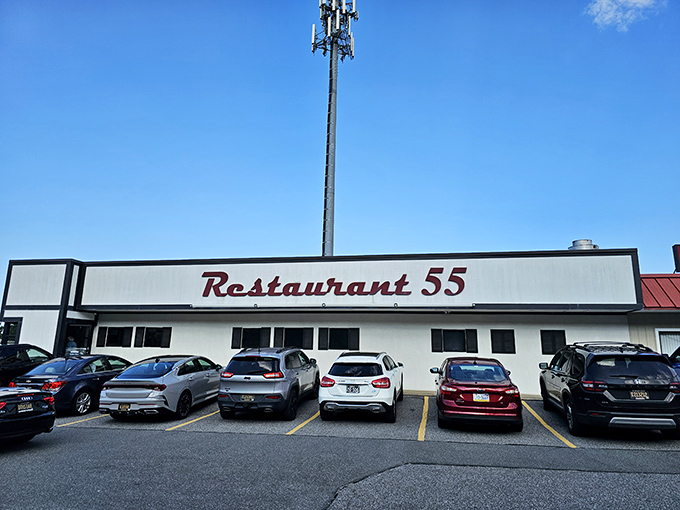 Restaurant 55's unassuming exterior hides the kind of burgers that build neighborhood legends.