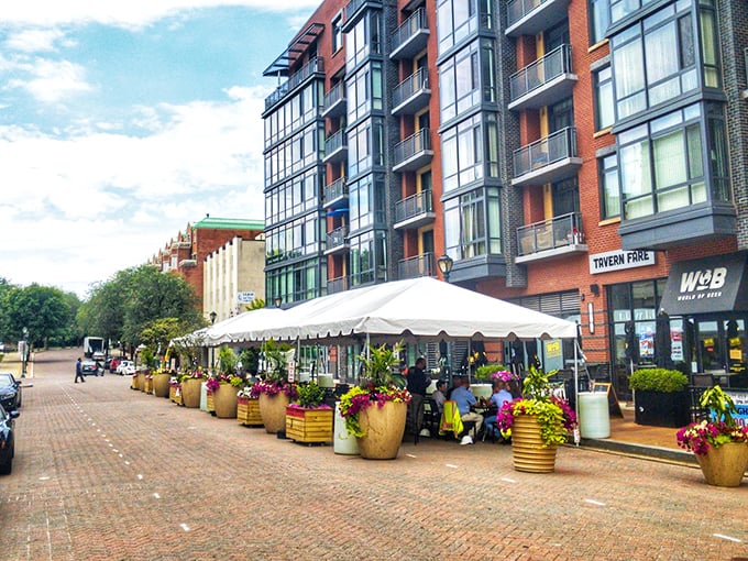 Flower-lined streets and outdoor caf&eacute;s make Rockville's town center a retiree's dream for morning coffee.