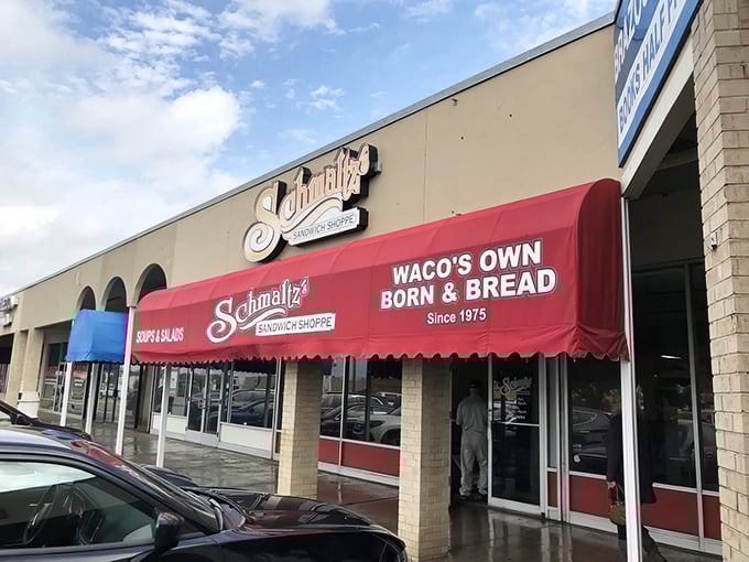That red awning signals serious sandwich business &ndash; Waco's own born-and-bread success story awaits inside.