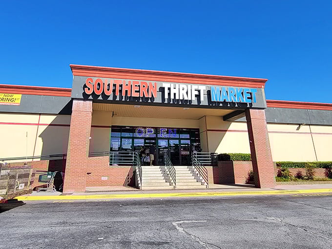 Those steps lead to bargain heaven - Southern Thrift Market's entrance promises deals bigger than a Georgia peach. 