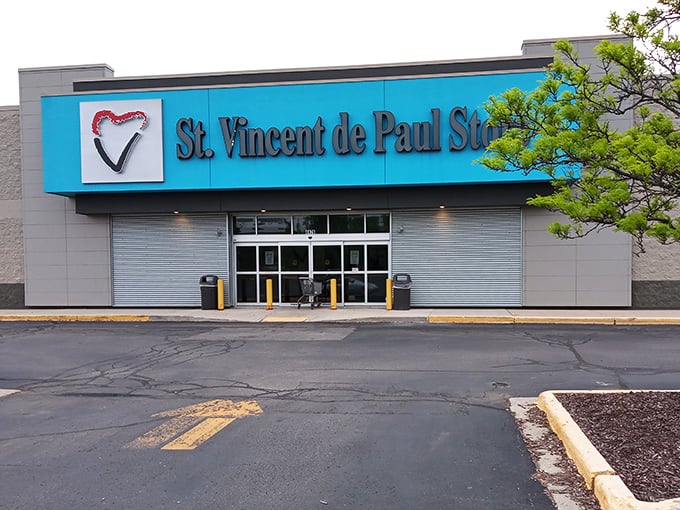 Sunshine highlights the iconic heart logo of this Greenfield thrift paradise. Like a department store where everything has a story.