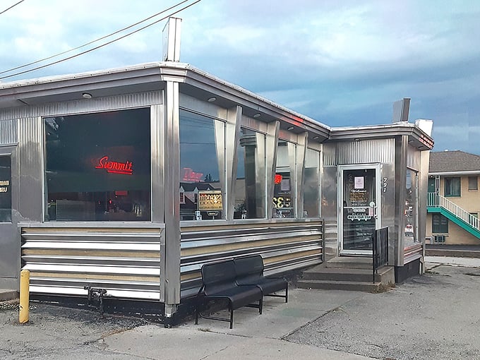 That gleaming silver exterior promises comfort food magic waiting inside this timeless Pennsylvania treasure.