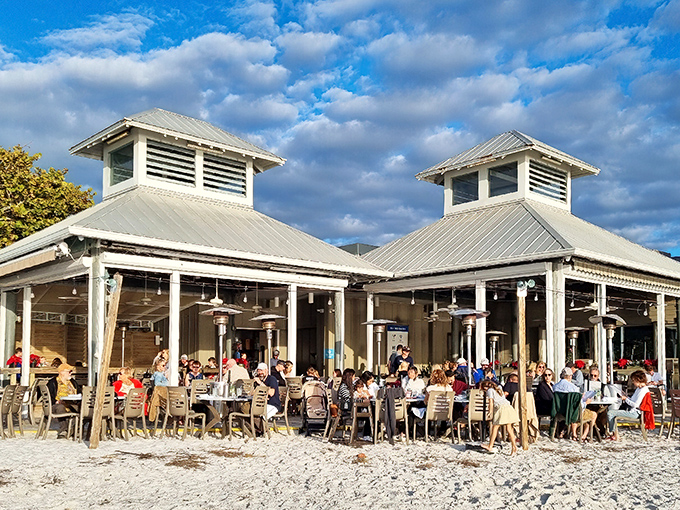 Beach dining at its finest - where sandy feet are welcome and the Gulf breeze is your dinner companion. 