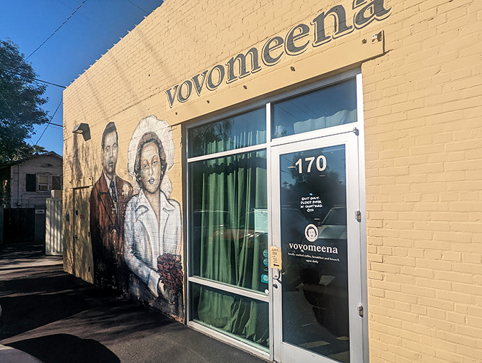 The charming yellow brick exterior features a nostalgic mural that sets the tone before you even step inside&mdash;this isn't your average breakfast joint.