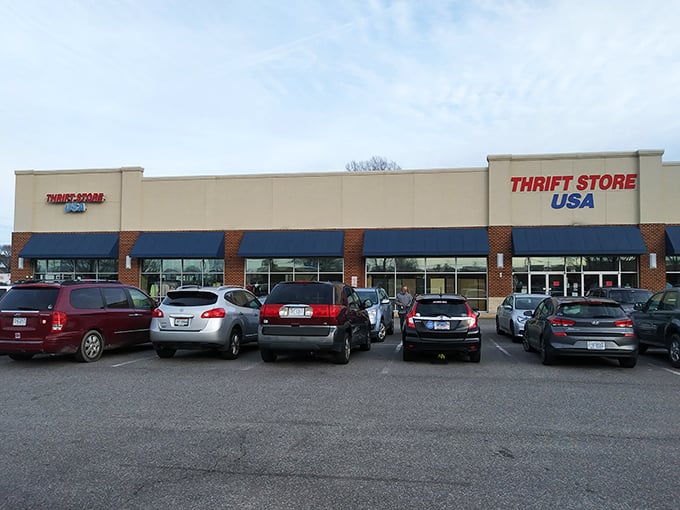 A busy parking lot hints at the popularity of this Norfolk thrift mecca. When the cars are this plentiful, you know the deals are too!