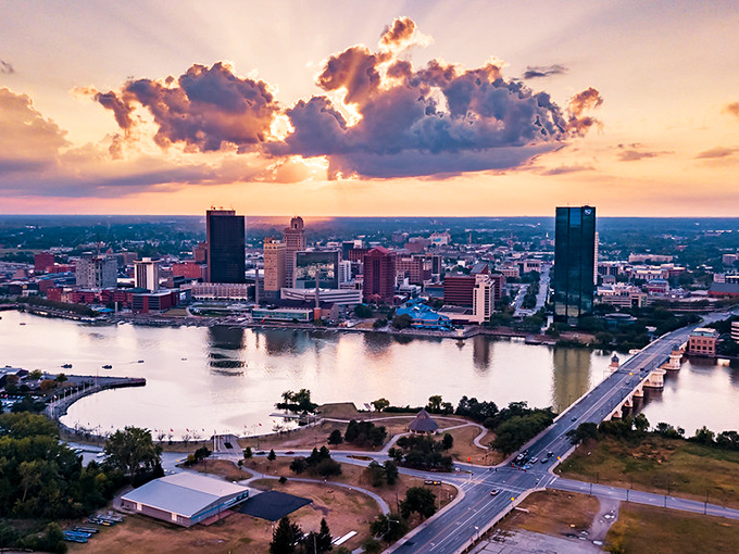Golden hour paints Toledo's skyline in colors that would make Bob Ross reach for his happiest brushes.
