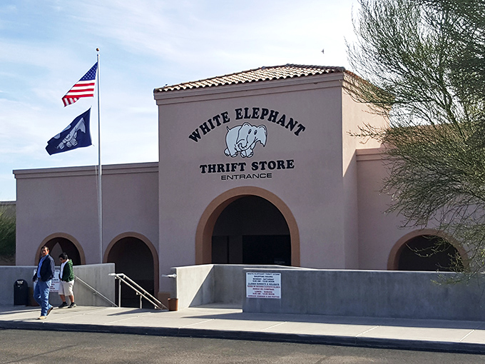 Those flags flying proudly tell you this isn't just any thrift store adventure.