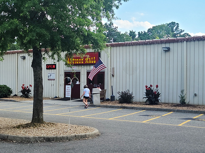 An American flag welcomes visitors to this treasure trove. It's like America's attic, if America organized its attic.