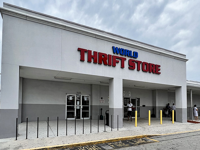 Sometimes the best adventures begin with the most unassuming entrances, like this thrift wonderland waiting inside.