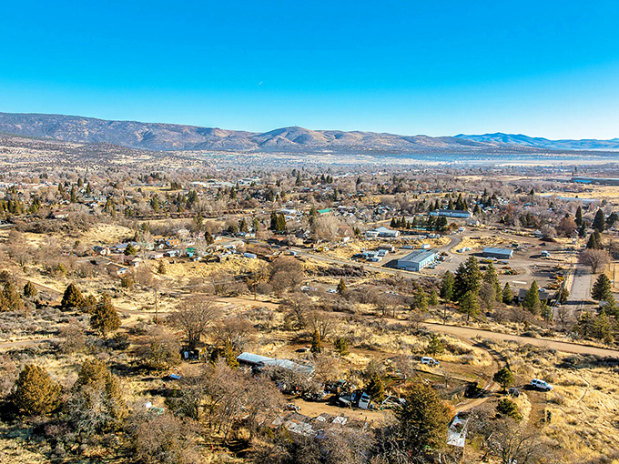 From above, Susanville reveals its perfect positioning&mdash;nestled where the Sierra Nevada mountains embrace the high desert plateau, creating California's most scenic geographic handshake.