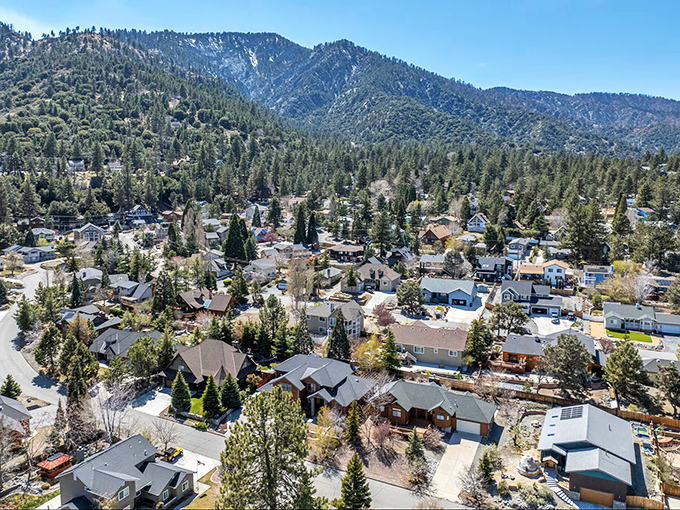 From above, Wrightwood resembles a movie set for "Charming Mountain Town Weekly" &ndash; nature didn't just stop by, it moved in and redecorated.