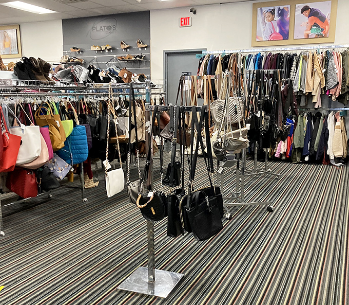 Handbag heaven awaits! These gently-used designer purses hang like fashion fruit, ripe for the picking and priced for actual humans.