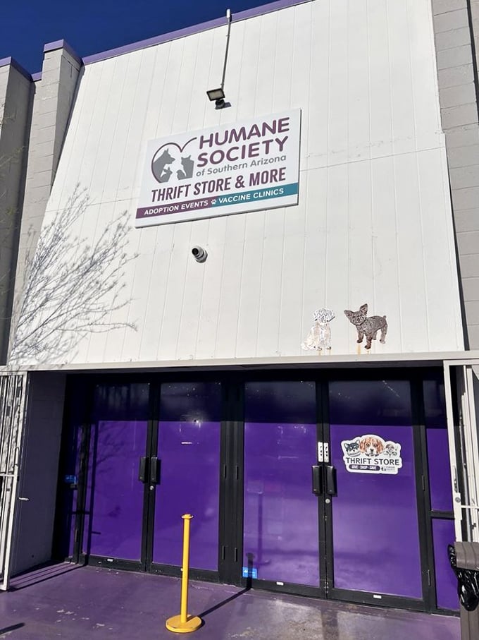 The clean, modern exterior features the Humane Society's mission front and center&mdash;shop here and you're not just finding treasures, you're saving lives.