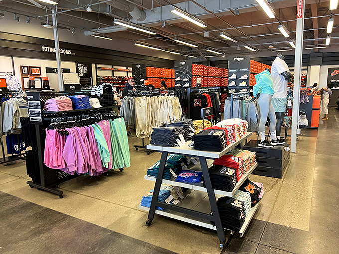 A rainbow of athletic wear beckons shoppers at the Nike outlet&mdash;because even your workout clothes deserve a fashion upgrade at desert discount prices.