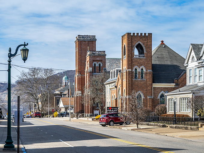 Stately brick churches stand sentinel along East Liverpool's streets, where architectural heritage meets small-town charm in perfect harmony.