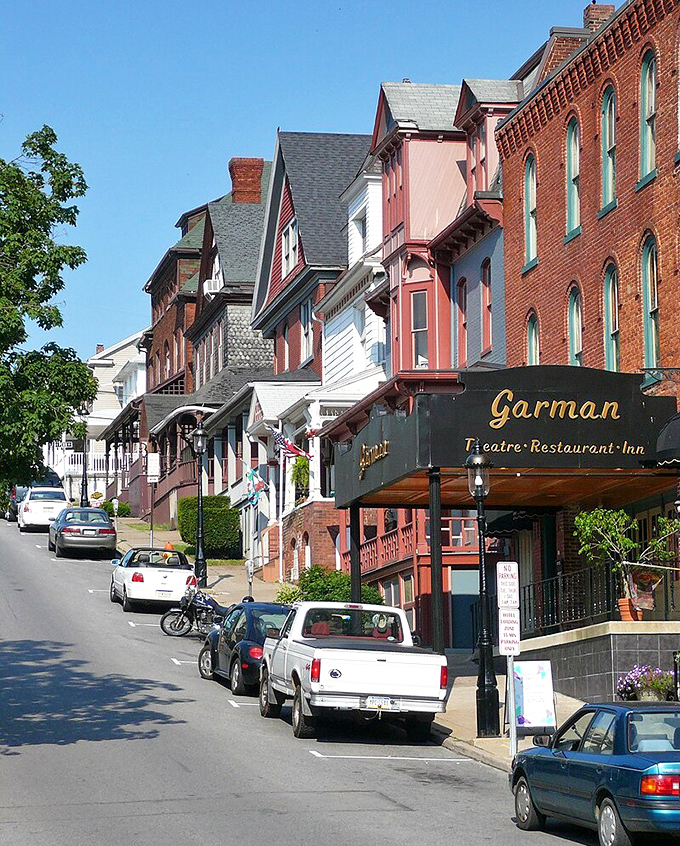 A street that time politely declined to change. The Garman Theatre and colorful row houses create a scene straight from a Norman Rockwell painting with modern amenities.