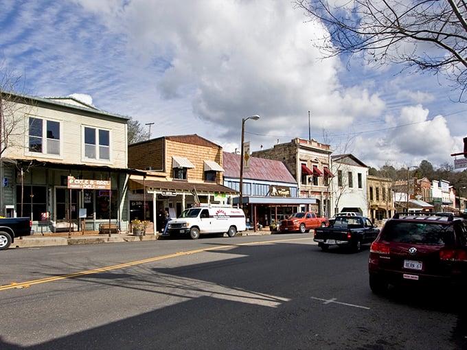 Downtown Angels Camp feels like a movie set, except the buildings are authentic survivors of California's wild gold rush days.