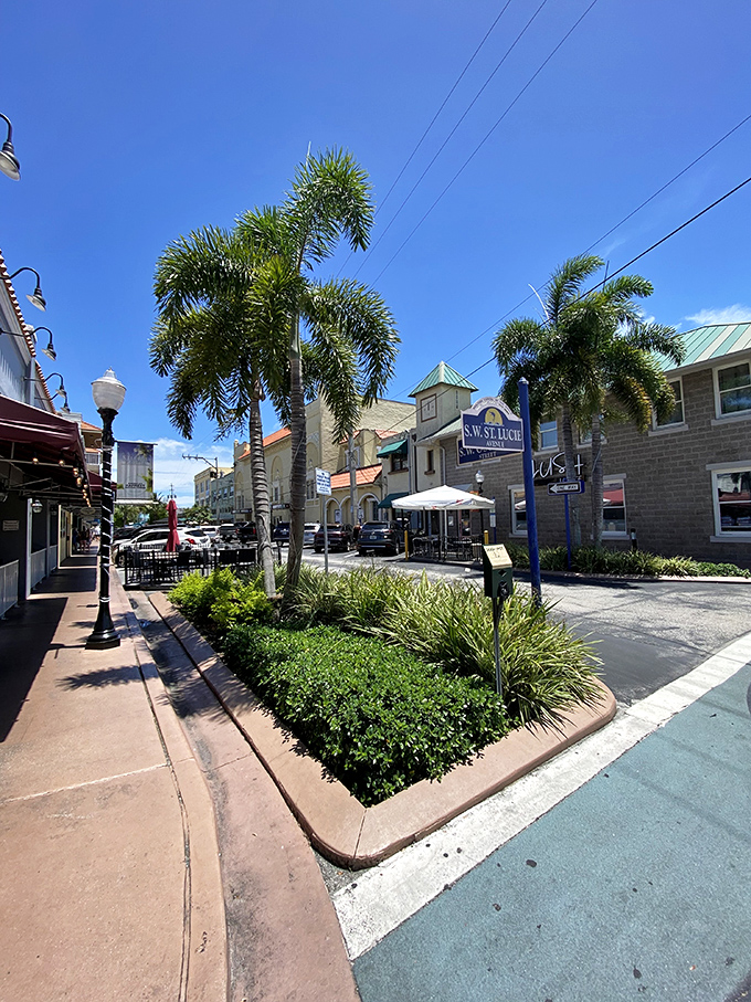 Palm trees line Stuart's inviting downtown streets, where Mediterranean-style architecture and blue skies create Florida's version of paradise.