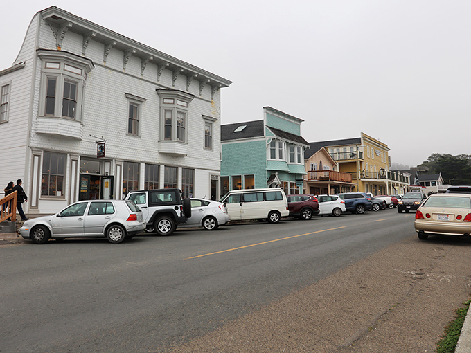 Downtown Mendocino's colorful buildings stand like a welcoming committee, each one with stories to tell and treasures to discover inside.