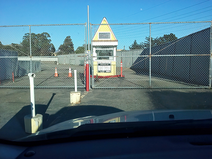 This entrance feels like driving through a portal to 1955, except with better sound systems and digital projection.