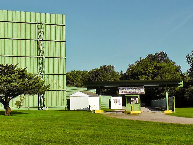 That iconic green screen tower and ticket booth combo &ndash; the gateway to nostalgic movie nights under Ohio stars since before Netflix was even a dream.