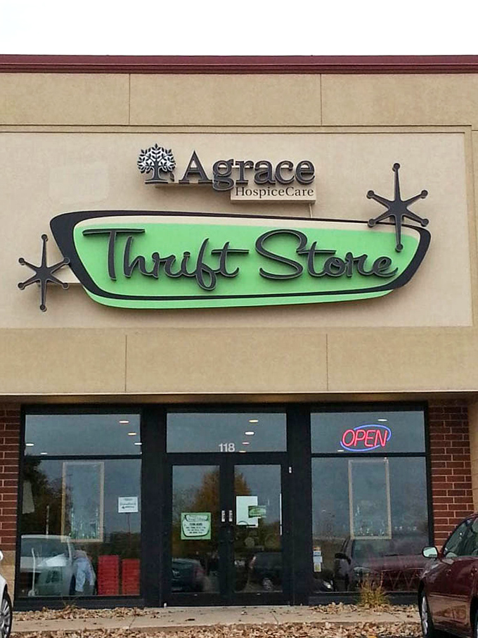 The retro-cool signage beckons bargain hunters with its mid-century modern flair&mdash;like a beacon for the thrift-savvy shopper.