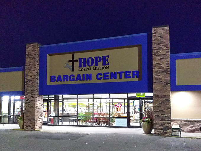 Even at night, the glow of this thrifting wonderland beckons shoppers. It's like a Las Vegas for the fiscally responsible.