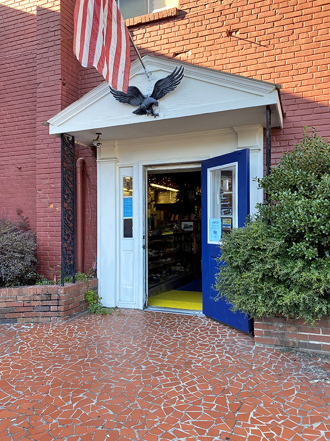 That blue door isn't just an entrance&mdash;it's a gateway to nostalgia guarded by an eagle who's seen more American history than your high school textbook.