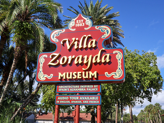 "Est. 1883" proclaims the vibrant sign, promising audio tours in three languages. Because architectural wonders sound magnificent in any tongue!