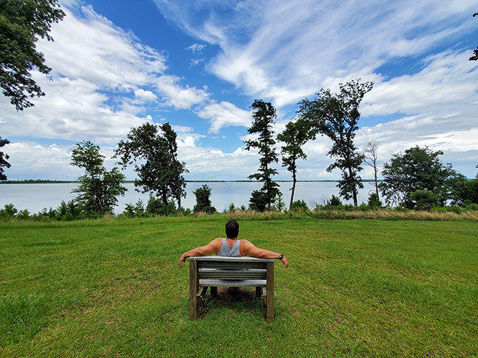 The ultimate "out of office" reply &ndash; a lone bench facing Lake Seminole's vast waters, where emails can't find you.