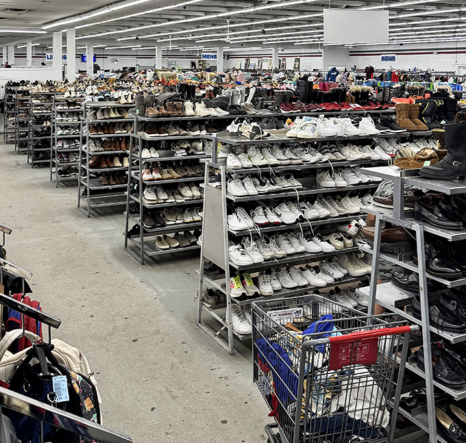 Shoe heaven stretches endlessly - from sneakers to stilettos, every step of life is represented here.