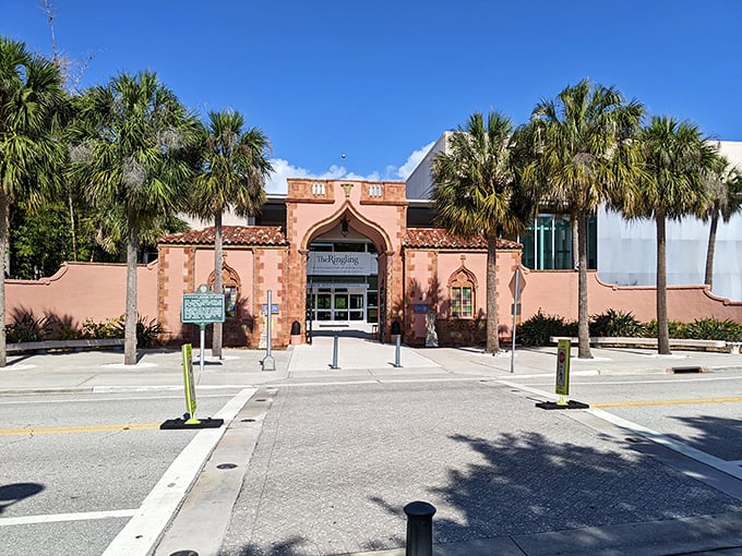 The entrance to The Ringling complex promises Moorish delights ahead&mdash;like finding a portal to another world between palm trees and parking spaces.