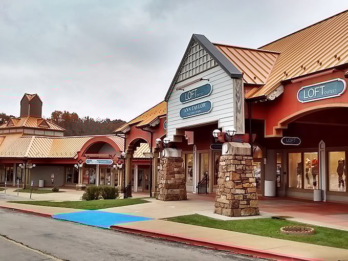 LOFT Outlet beckons with its inviting storefront, where casual-chic fashion awaits behind those welcoming doors. No willpower stands a chance.