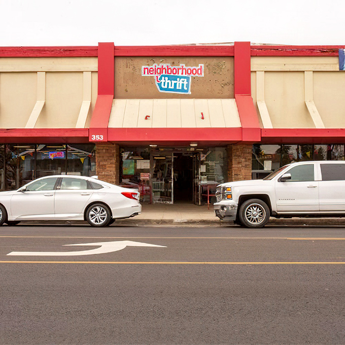 Even from the outside, you can tell this isn't your average thrift store. Those cars seem to know it's parked at the motherlode.