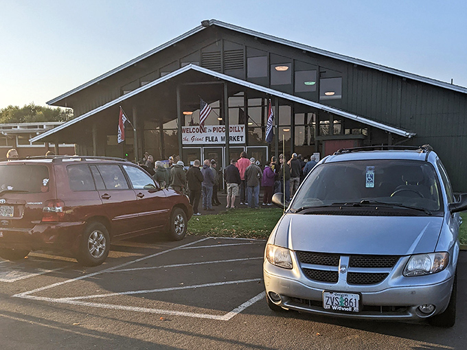 The green-roofed treasure trove draws eager shoppers who line up with the anticipation of kids on Christmas morning.