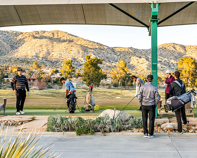 Teeing off in paradise! Golfers enjoy Hawk's Landing where desert vistas compete for attention with perfectly manicured greens &ndash; retirement never looked so invitingly active.