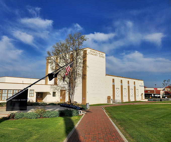 The community center stands ready to host everything from bingo nights to salsa lessons for adventurous retirees.