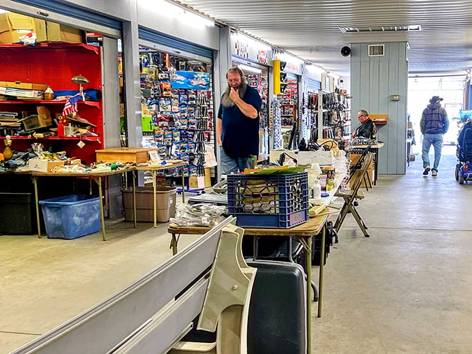 The indoor section offers climate-controlled treasure hunting. Every aisle promises discoveries that could become tomorrow's conversation pieces.