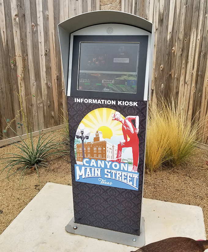 The information kiosk provides helpful details about Canyon's attractions, making your roadside adventure planning as easy as ordering coffee.