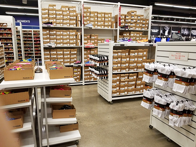 The shoe section at Reebok looks like sneaker heaven &ndash; rows upon rows of boxes waiting to find their sole mates.