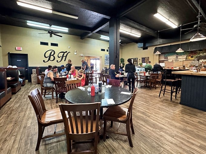 Inside, wooden floors and exposed beams create the perfect backdrop for what might be the most important relationship in your life: you and your burger.