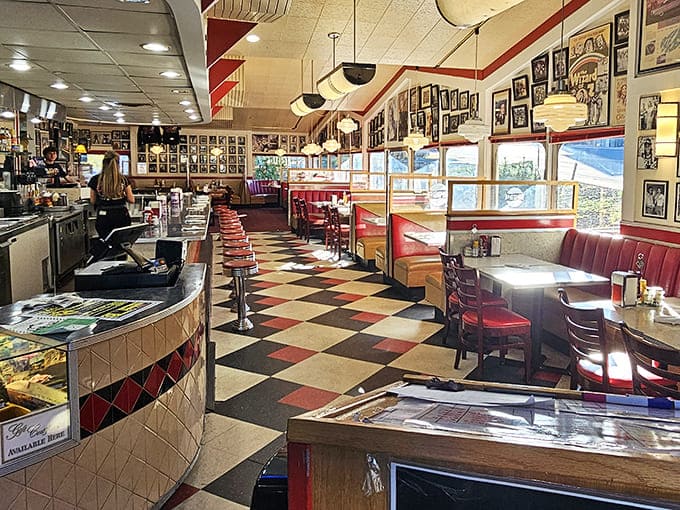 Classic black and white checkered floors lead you through a museum of mid-century memorabilia. Time travel never tasted so good.
