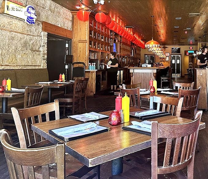 Step inside and the red paper lanterns guide you to Wisconsin nirvana. Those wooden chairs have heard more "Go Badgers!" cheers than Camp Randall Stadium.