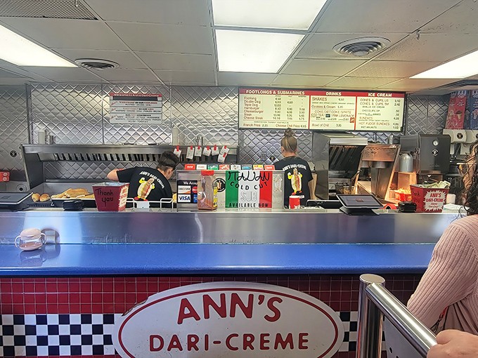 Step inside this time capsule where checkered floors meet diamond-plate walls and dreams are made of chili.