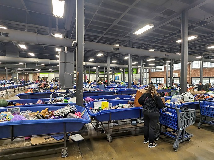 Blue bins as far as the eye can see&mdash;this isn't shopping, it's an archaeological dig through America's recent past, with treasures waiting to be unearthed.