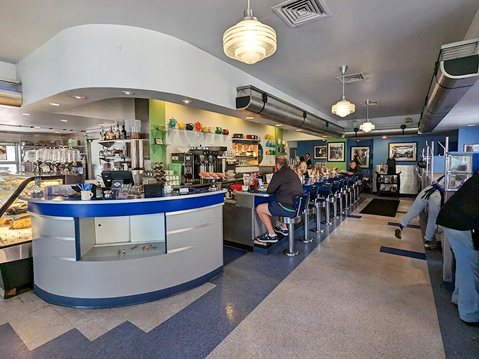 Chrome counter stools that practically beg you to spin while waiting for your milkshake. The diner's interior balances retro charm with modern Madison sensibility.