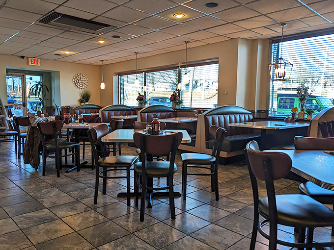 Step inside and discover a dining room where warm lighting meets genuine hospitality in perfect harmony.