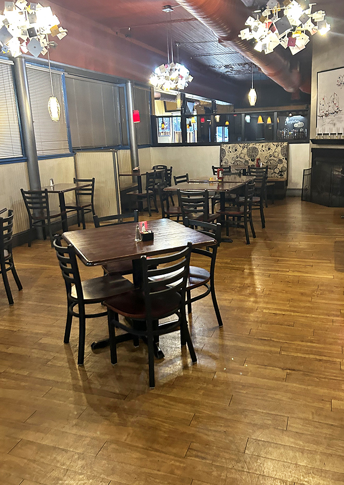 Step inside where warm lighting and comfortable seating create the perfect backdrop for memorable meals.