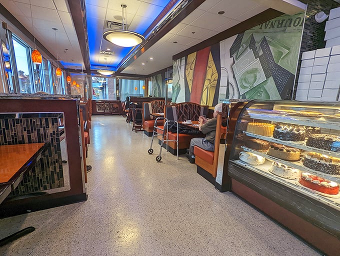 Step inside and time travel to an era when booths were vinyl, coffee was endless, and dessert displays were impossible to resist.