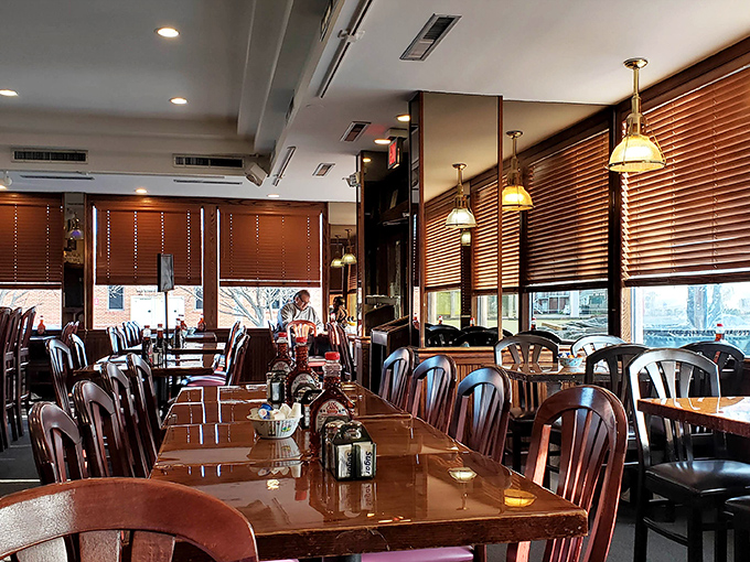 Warm wood tones and comfortable seating create that perfect "everybody knows your name" vibe where breakfast memories are made.